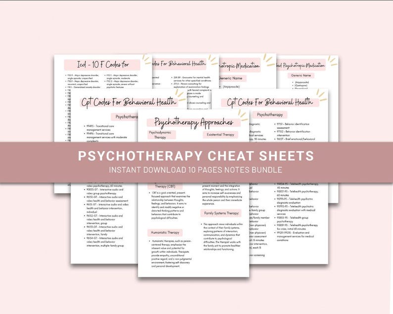 Therapist Cheat Sheets, Psychotherapy Cheat Sheets, Desktop ...
