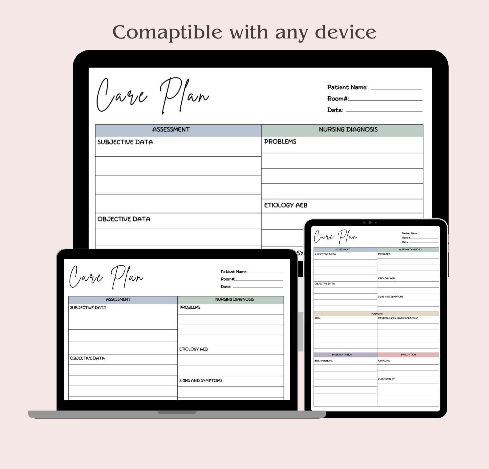 Care Plan Sheet, Nursing Care Plan, Editable Nursing Sheet, Nursing ...