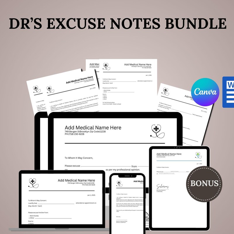 Dr Excuse Template - Etsy