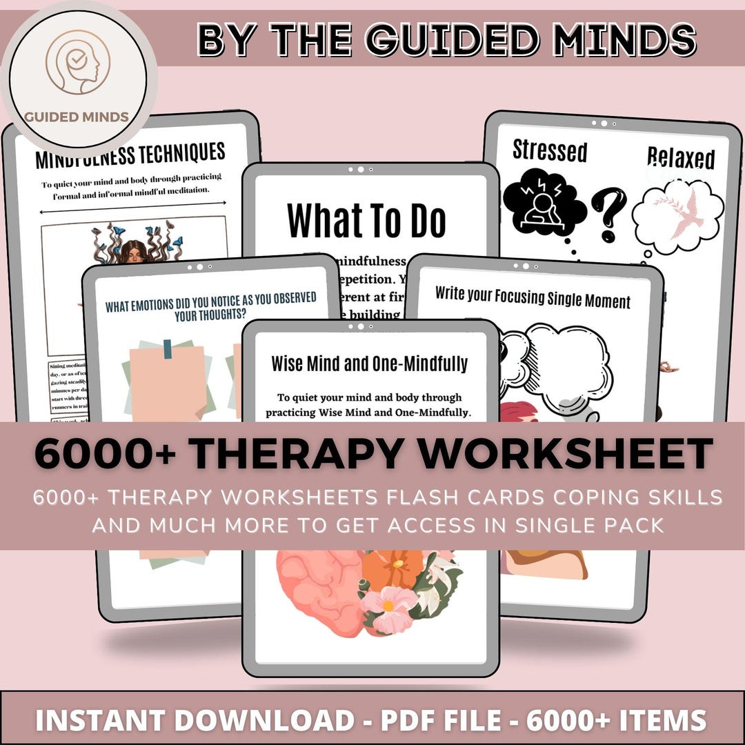 Therapy Worksheet Bundle, Psychology Resources, Inner Critic, Boundaries, Trauma, Acceptance ...
