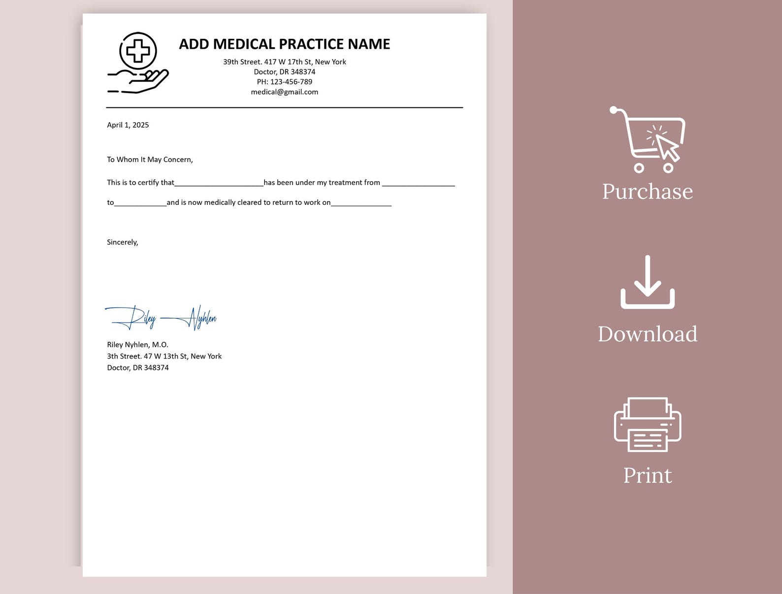 Doctors Return to Work Note, Dr Excuse Note, Editable Dr Note Template ...