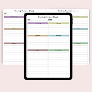 Nursing Revision Sheet, Editable Nursing Study Sheet, Study Revision ...
