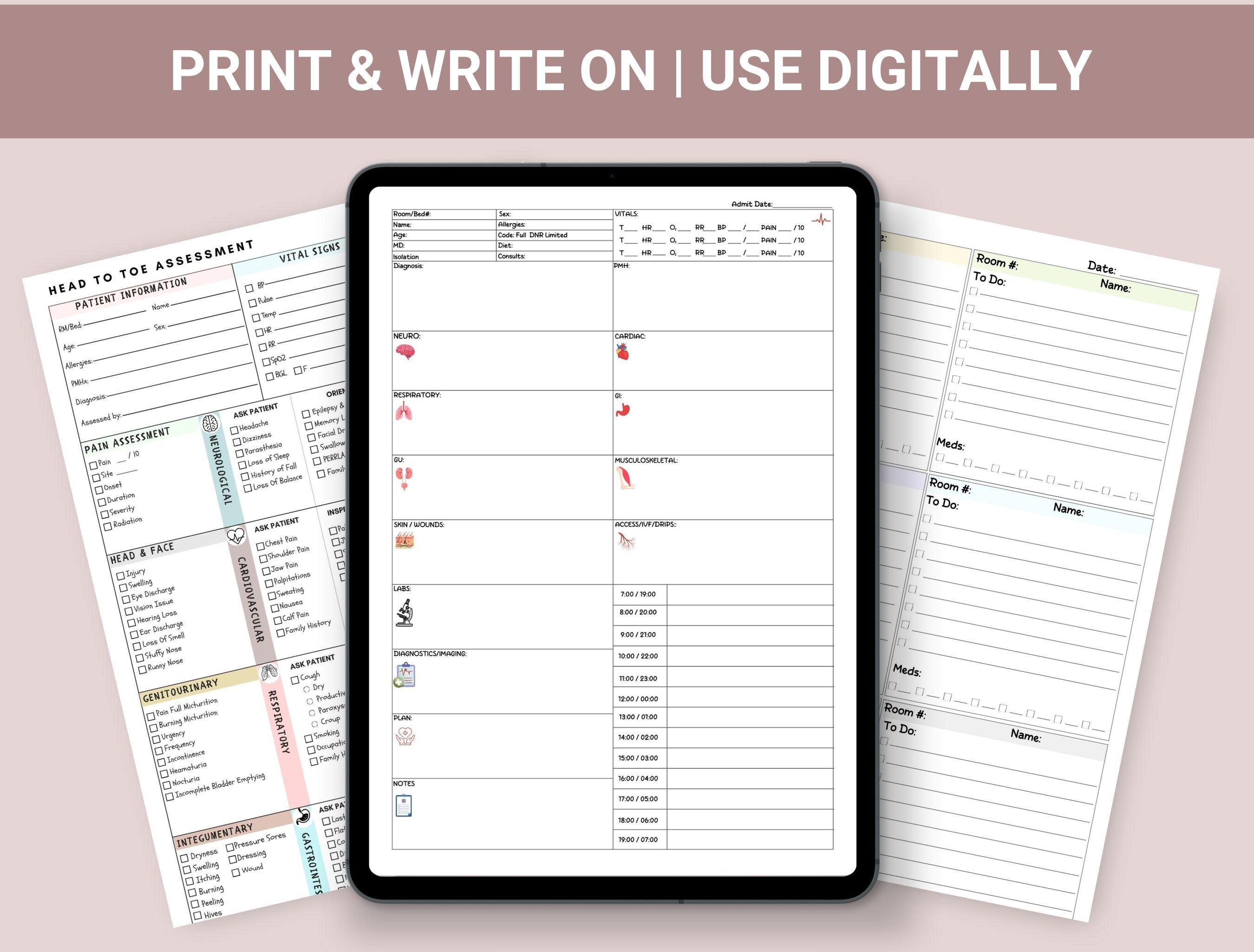 Editable Nurse Sheets Mega Bundle, SBAR, 1-6 Patients Nurse Report ...