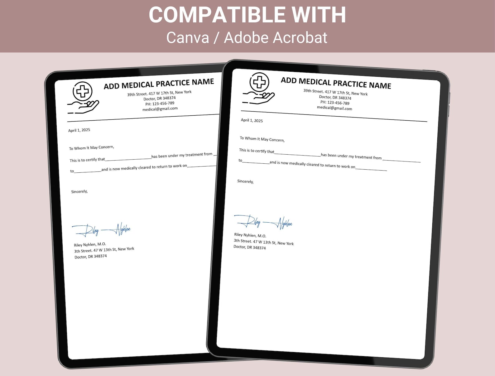 Doctors Return to Work Note, Dr Excuse Note, Editable Dr Note Template ...