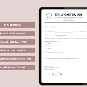 Dentist Excuse Note, Editable Dental Note, Doctor Excuse Note, Dr Note ...