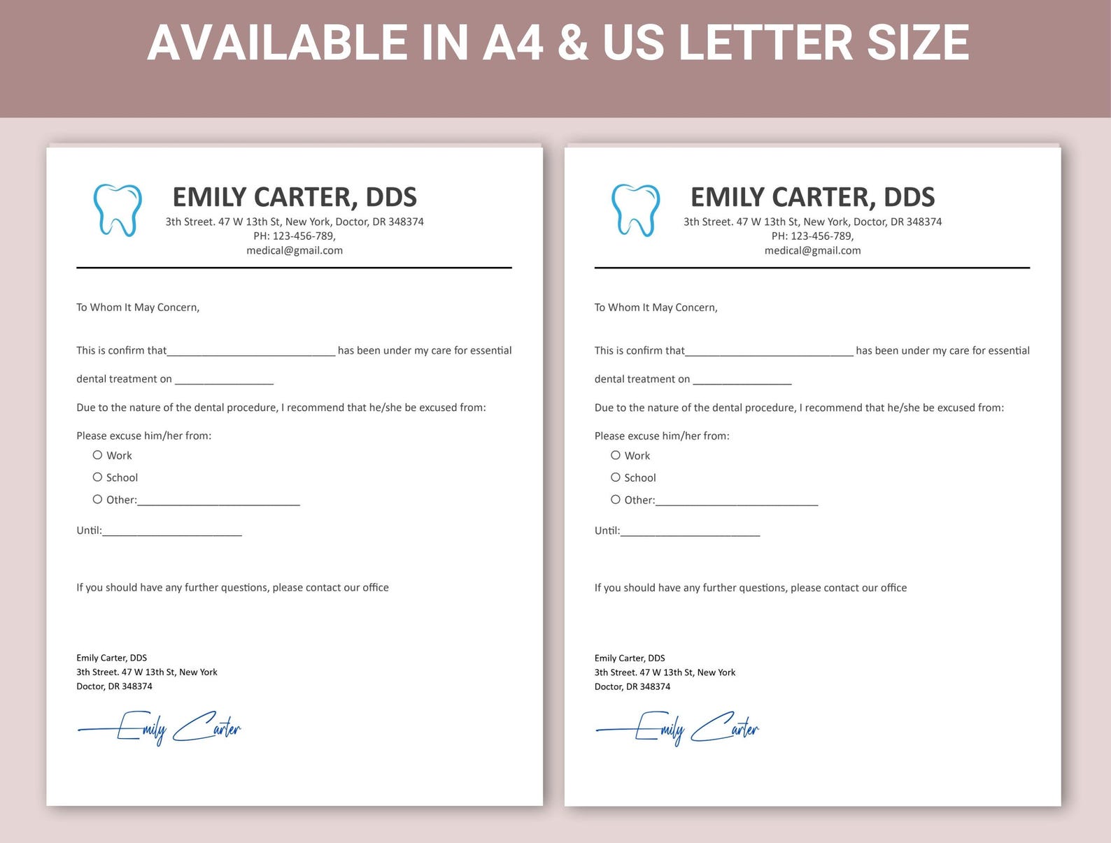 Dentist Excuse Note, Editable Dental Note, Doctor Excuse Note, Dr Note ...