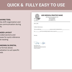 Doctors Return to Work Note, Dr Excuse Note, Editable Dr Note Template ...
