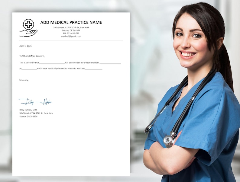 Doctors Return to Work Note, Dr Excuse Note, Editable Dr Note Template ...