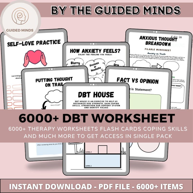6000 DBT Worksheets , DBT Bundle, DBT Cheat Sheet, Dbt Skills, Dbt ...
