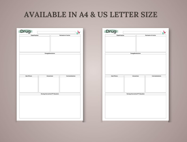 Editable Drug Sheet, Nursing Drug Sheet, Pharmacology Drug Sheet, Med ...