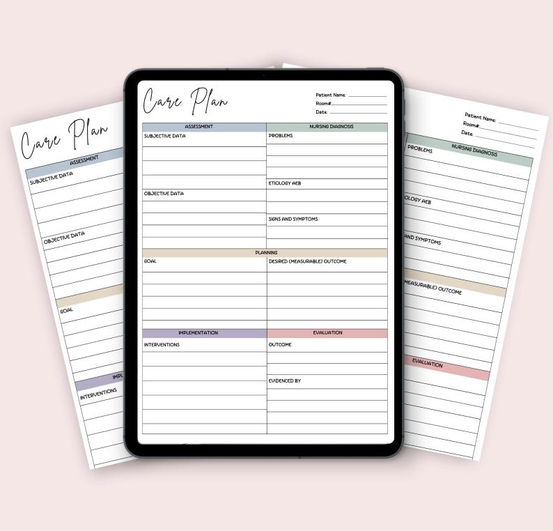 Care Plan Sheet, Nursing Care Plan, Editable Nursing Sheet, Nursing ...