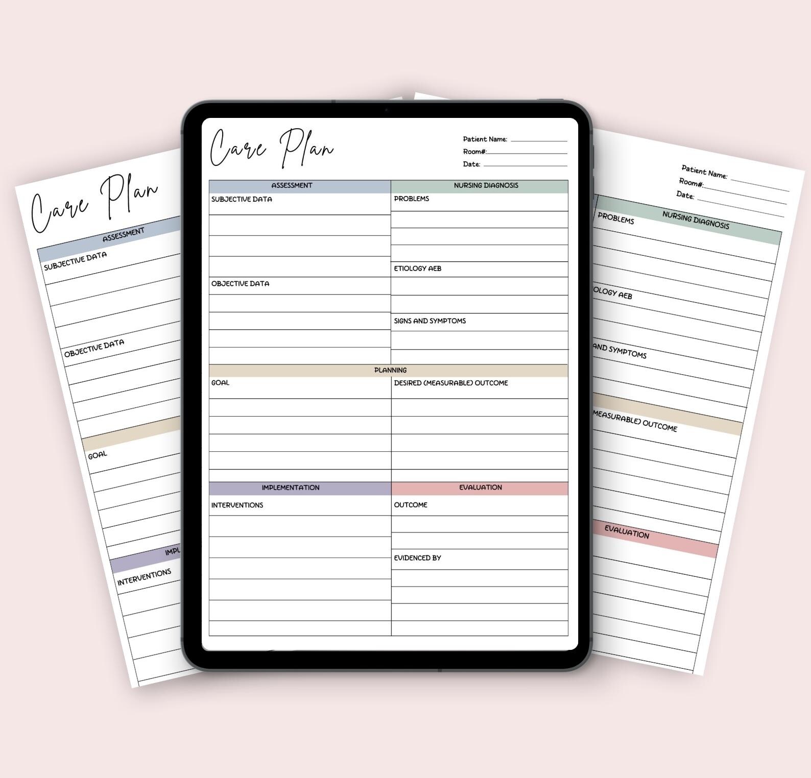Care Plan Sheet, Nursing Care Plan, Editable Nursing Sheet, Nursing ...
