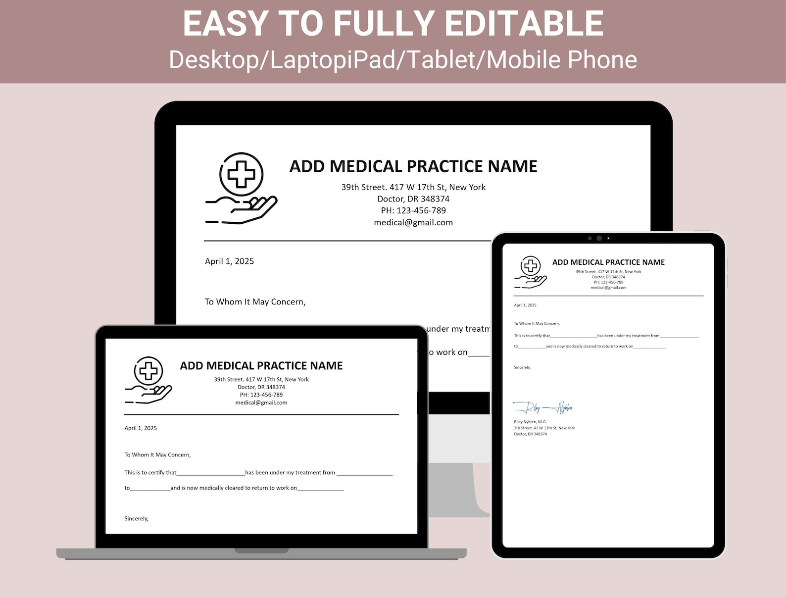 Doctors Return to Work Note, Dr Excuse Note, Editable Dr Note Template ...