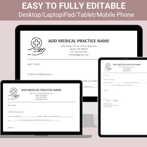 Doctors Return to Work Note, Dr Excuse Note, Editable Dr Note Template ...
