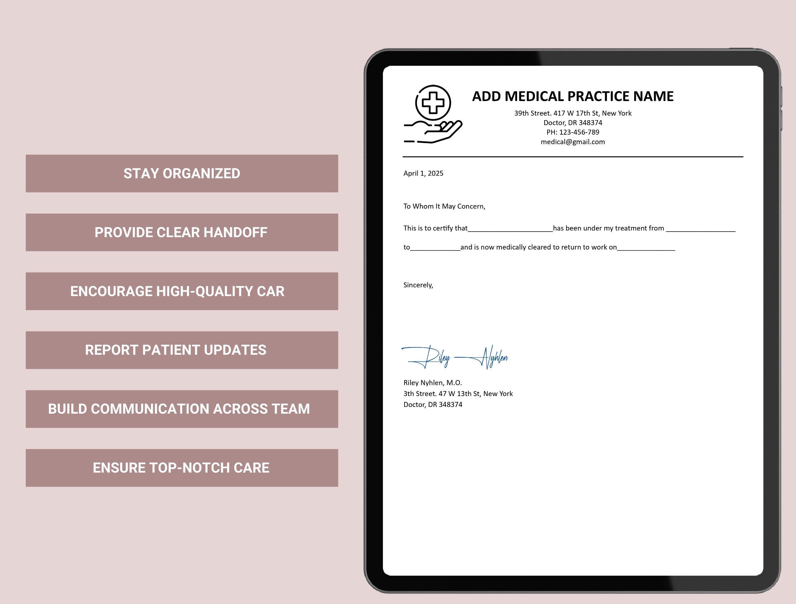 Doctors Return to Work Note, Dr Excuse Note, Editable Dr Note Template ...