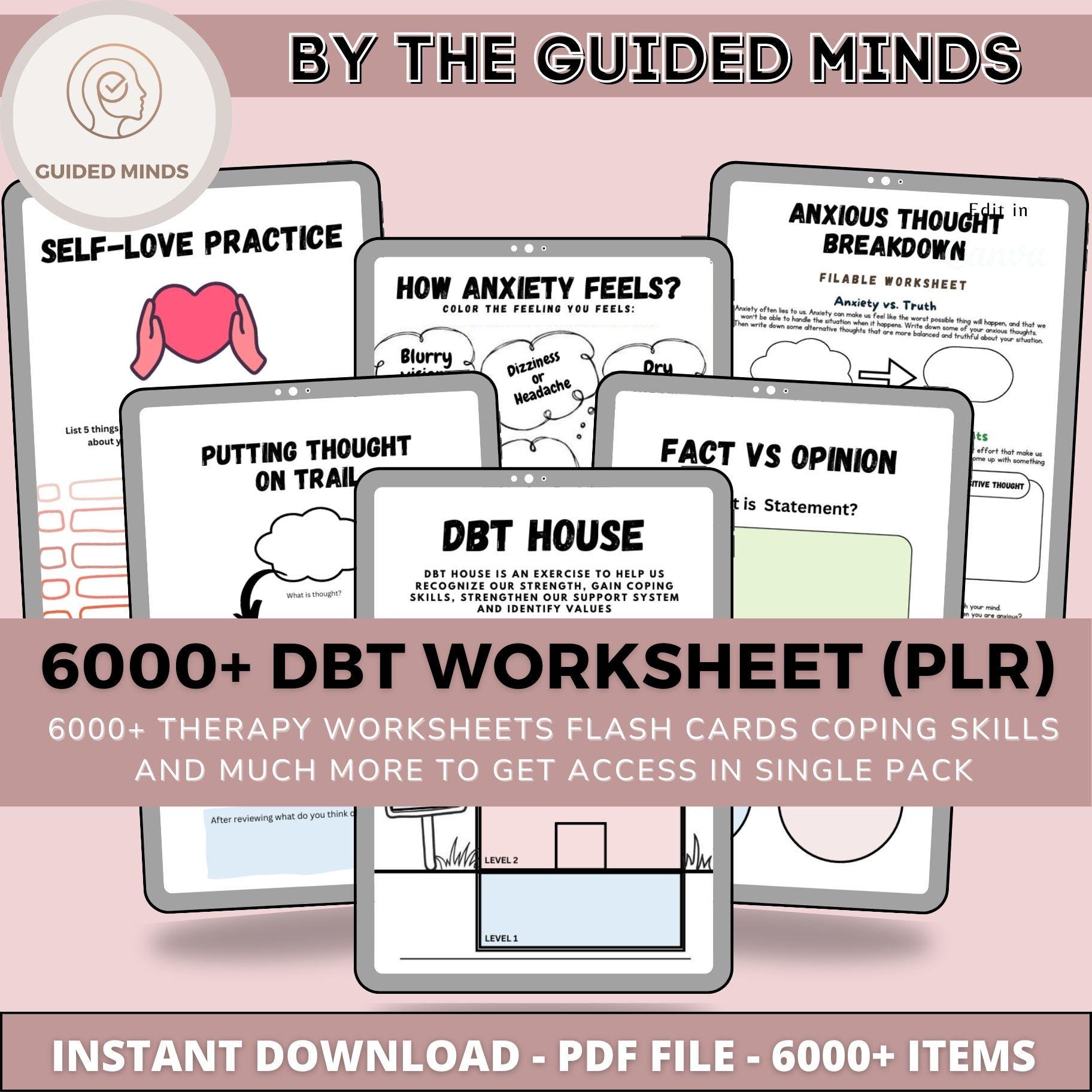 6000+ DBT Worksheets PLR , DBT Bundle With Private Label Rights, Dbt ...