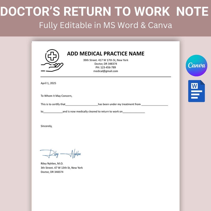 Doctors Release Template - Etsy