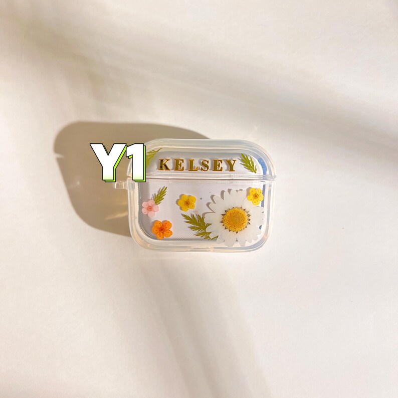 Handmade Real Pressed Flowers Airpods 1 2 3 Pro Case Custom Name ...