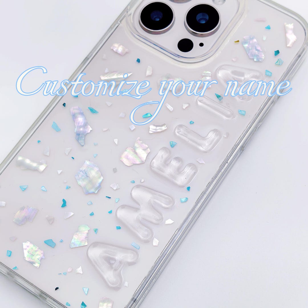 Shell Custom With Name Clear 3D Initials Abalone iPhone Case 17 16 E 15 ...