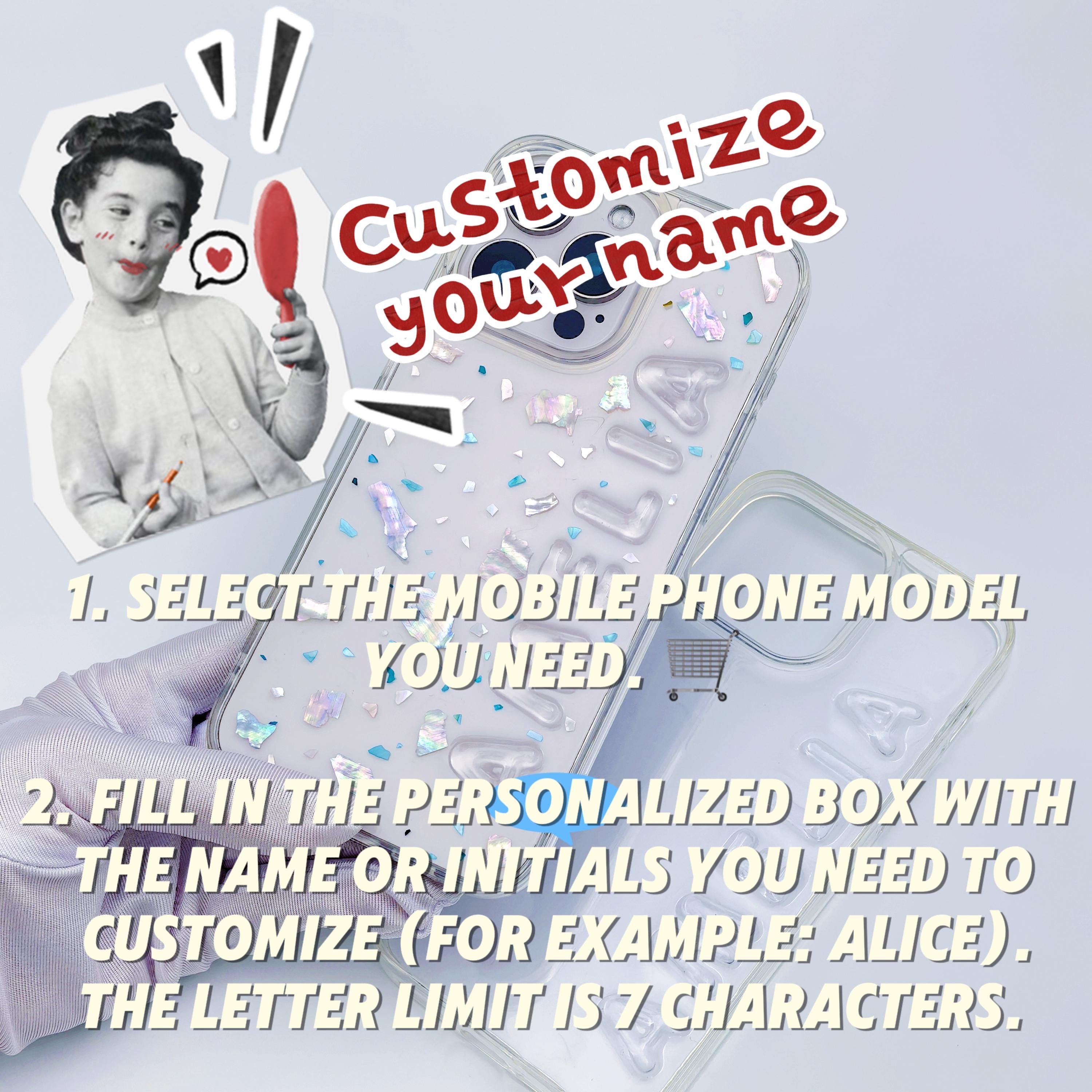 Custom 3D Monogram With Name Initials Clear Phone Case iPhone 17 16 E ...