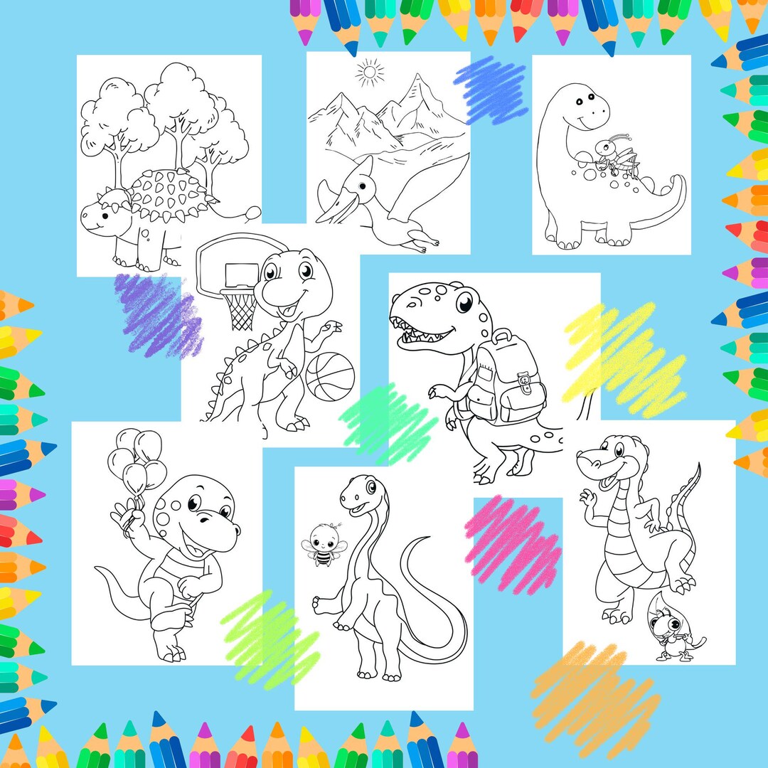 I Like Dinosaurs – Printable Coloring Book for Kids - Etsy