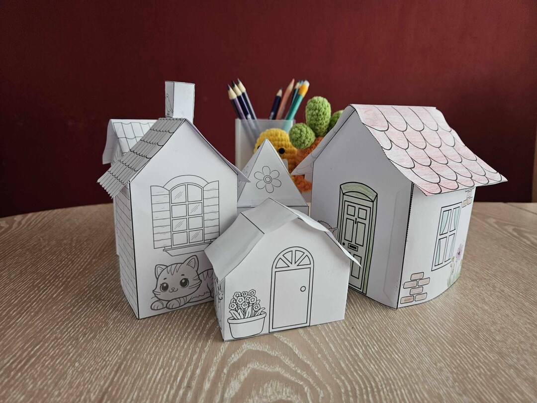 Printable 3D Paper Houses - Color, Cut & Assemble Fun Craft for Kids ...