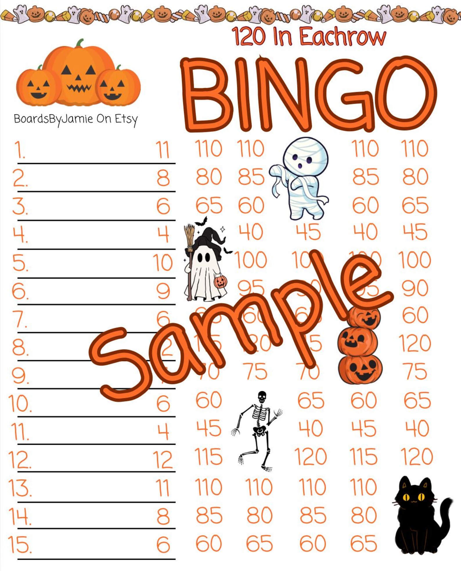 120 Halloween Bingo - Etsy