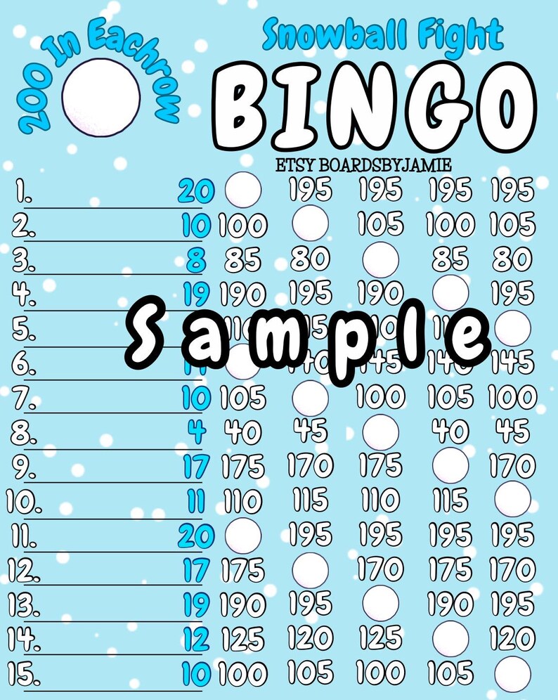 SNOWBALL FIGHT BINGO 200WTA - Etsy