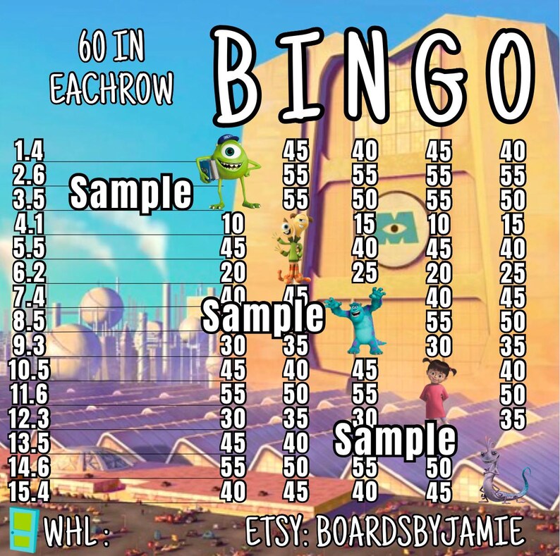 60WTA Monster Inc Bingo - Etsy