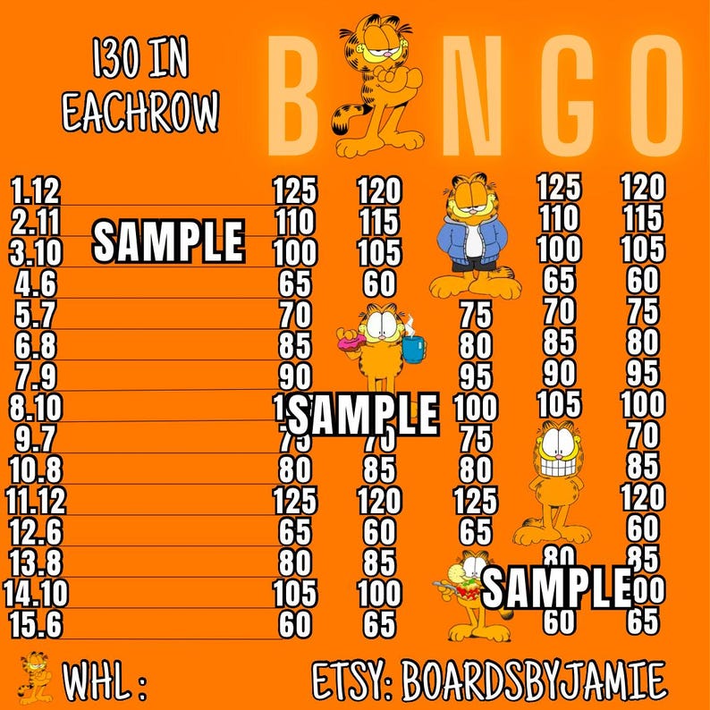 130 Garfield Bingo - Etsy