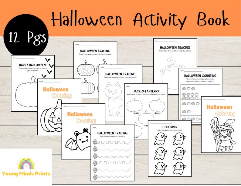 Halloween Activity Workbook - Coloring, Tracing, Counting - Etsy