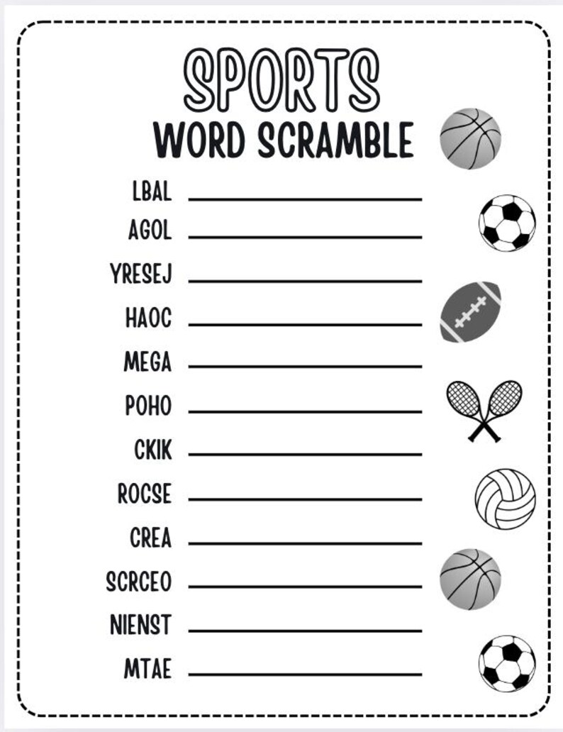 Sports-themed Word Scramble – Fun Printable Activity for Kids - Etsy ...
