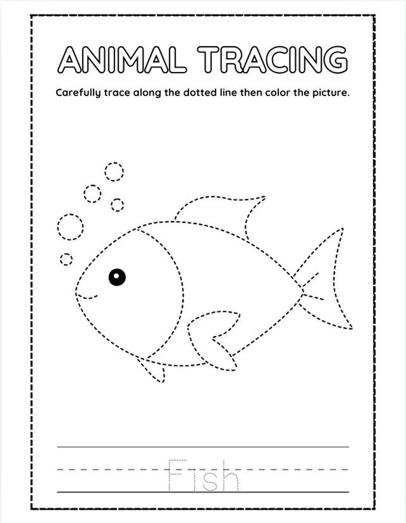 Animal Tracing & Coloring Activity Sheets - Etsy