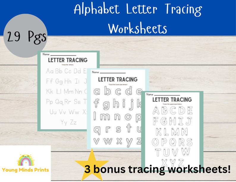 Letter Tracing Practice Alphabet Worksheets - Etsy