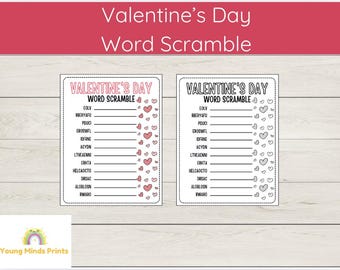 Fun Printable Word Scramble,valentine Activity,worksheet for Kids ...