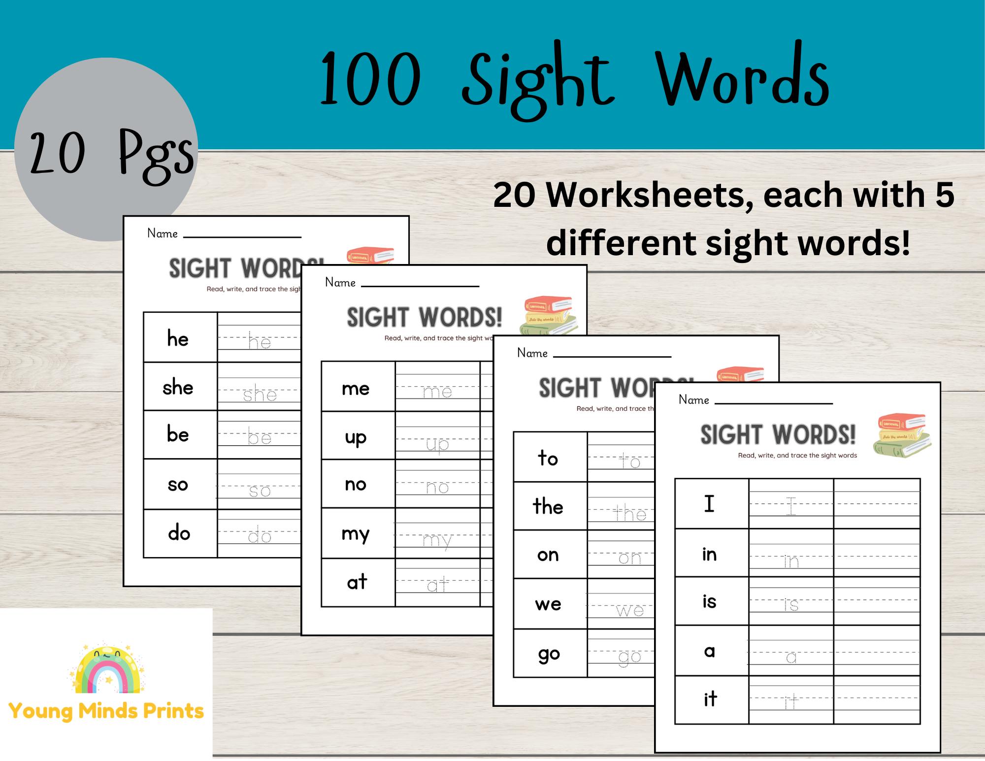 Sight Word Worksheets – Early Reading and Tracing Practice for ...