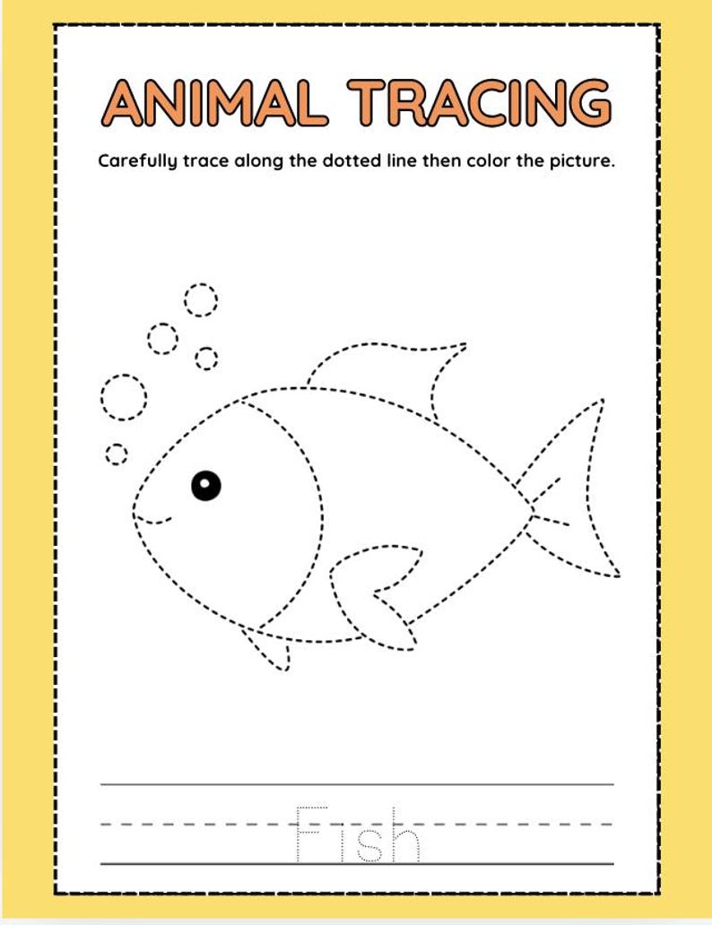 Animal Tracing & Coloring Activity Sheets - Etsy