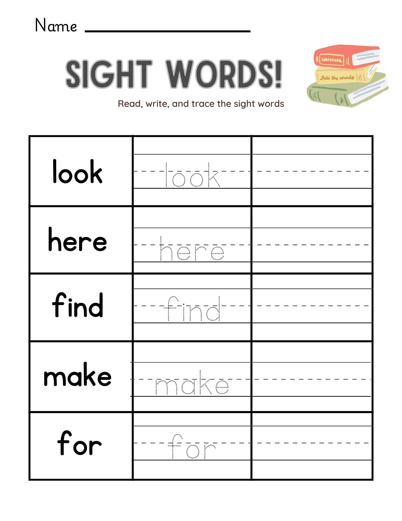 Sight Word Worksheets – Early Reading and Tracing Practice for ...