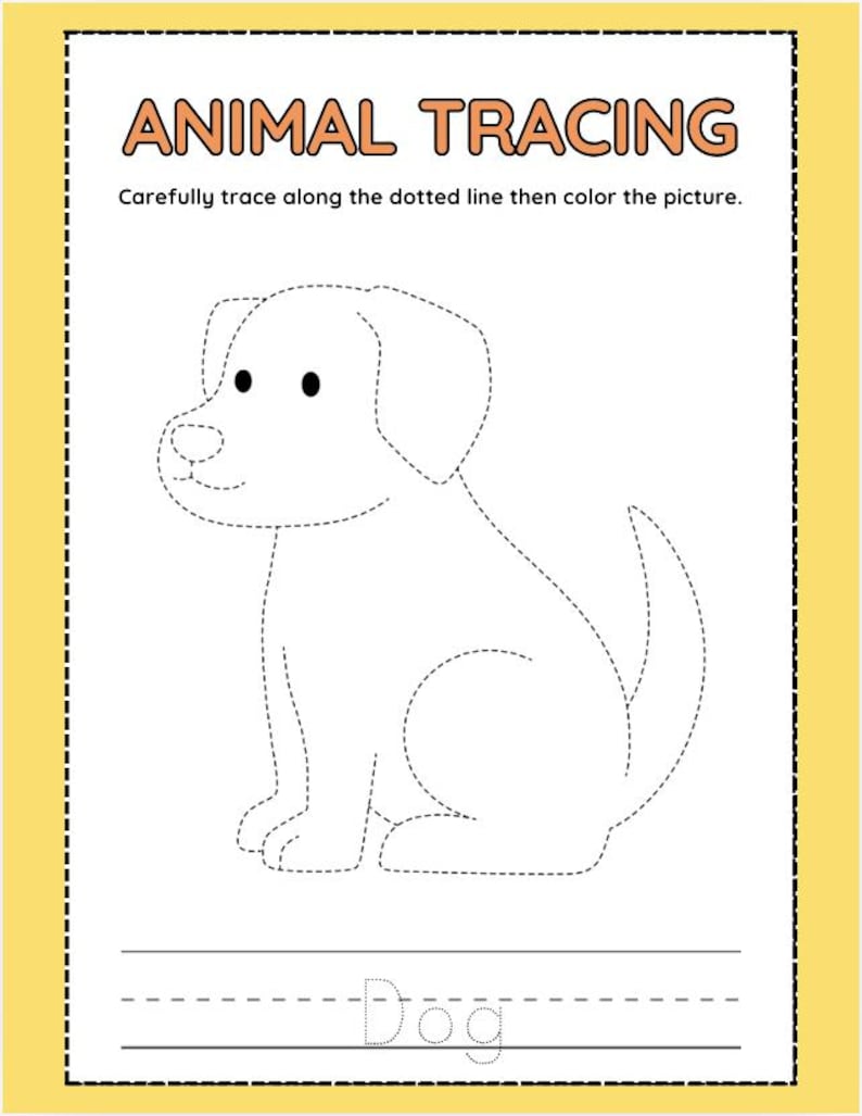 Animal Tracing & Coloring Activity Sheets - Etsy
