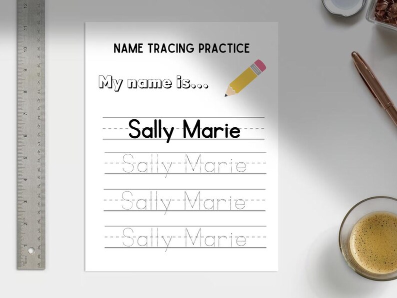 Name Tracing Practice Sheet (customizable) - Etsy