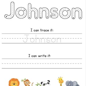 Custom Name Activity Sheets (animals Theme) - Etsy