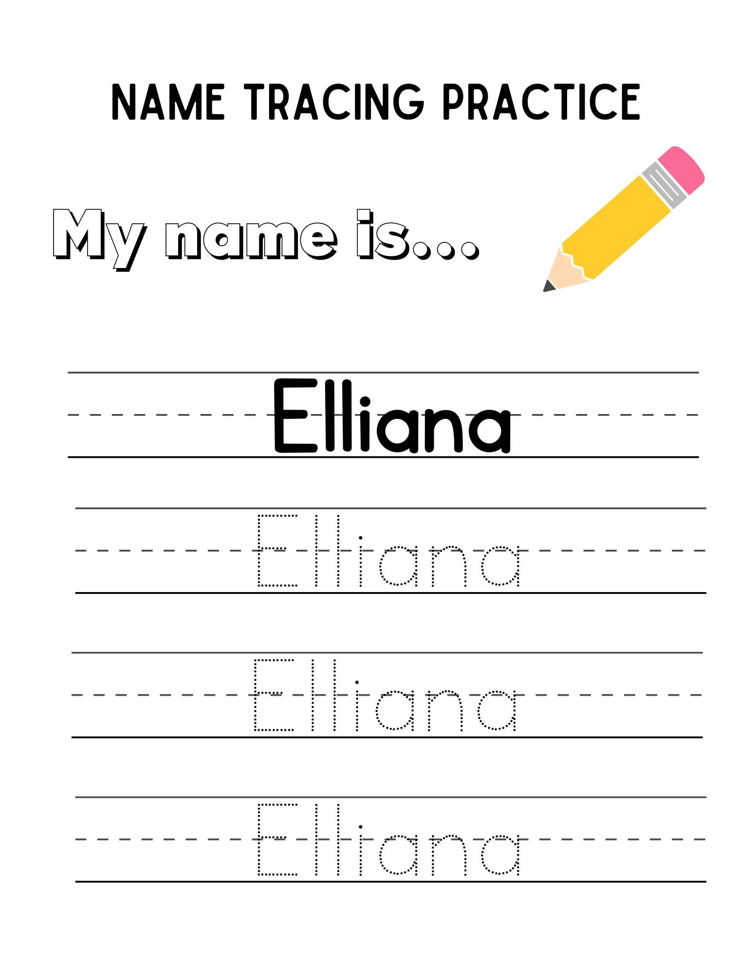 Name Tracing Practice Sheet (customizable) - Etsy