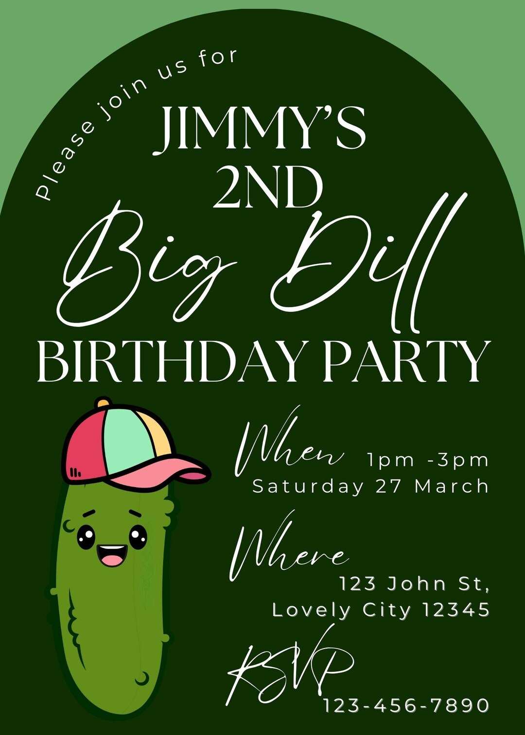 Pickle Birthday Party Invitation: Customizable Template (digital ...