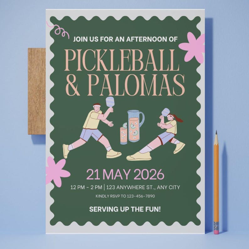 Customizable Pickleball Invitation | Editable Palomas Party Template ...
