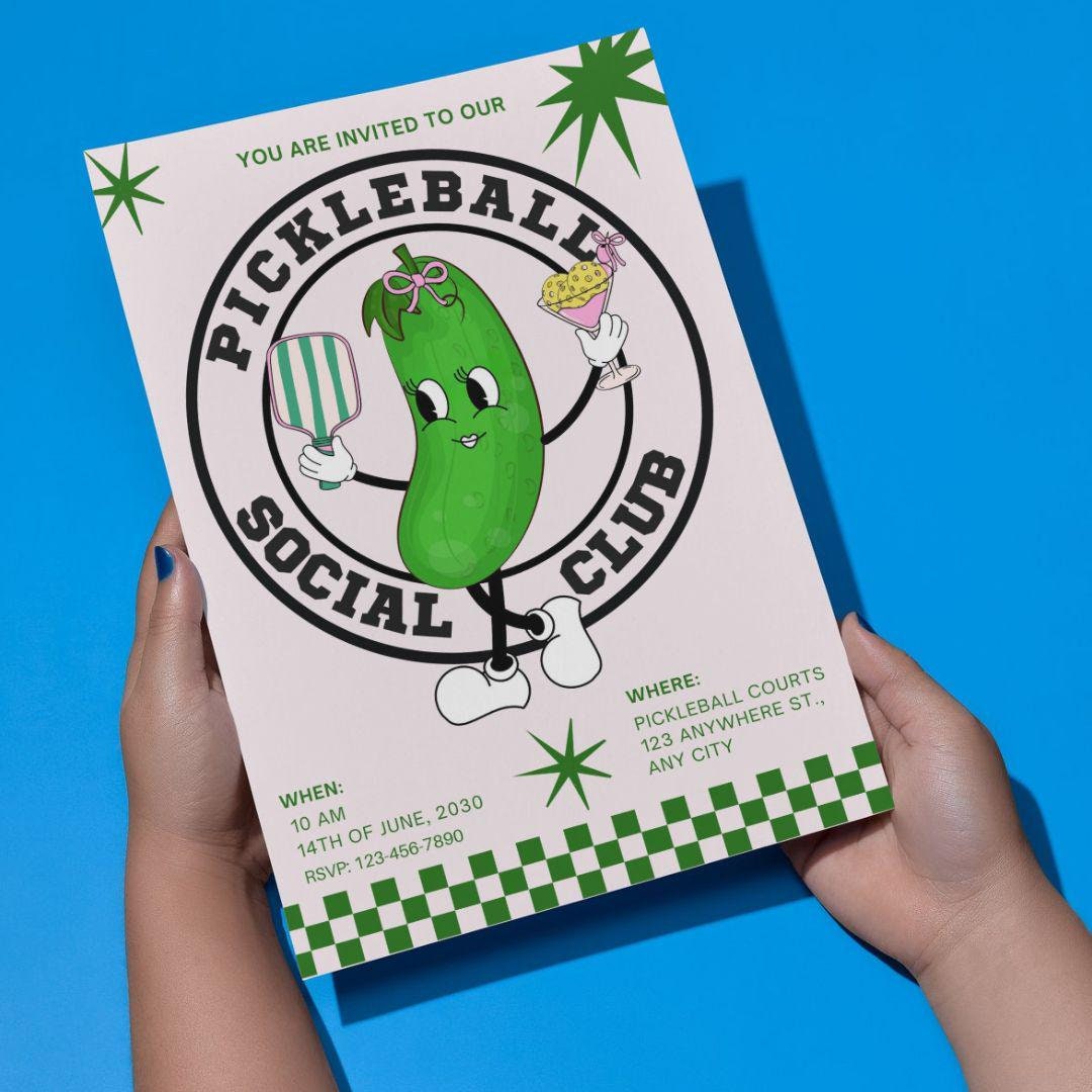 Customizable Pickleball Social Club Party Invitation Editable Template ...