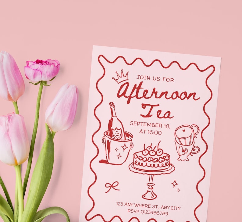 Customizable Afternoon Tea Birthday Party Invitation Template ...