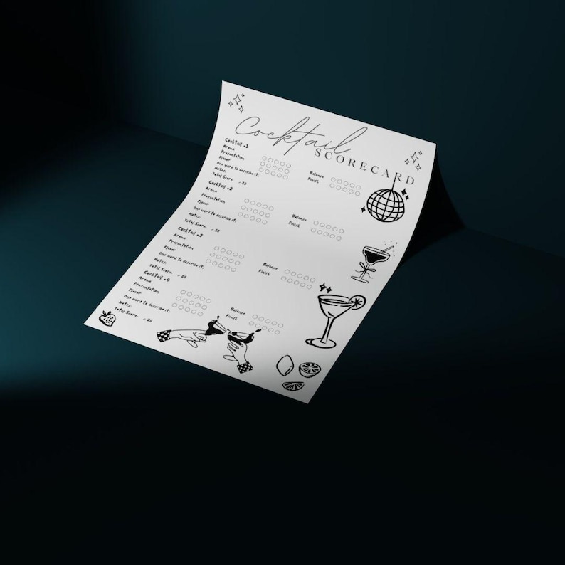 Cocktail Scorecard Printable | Bachelorette Party Game Night | Drink ...