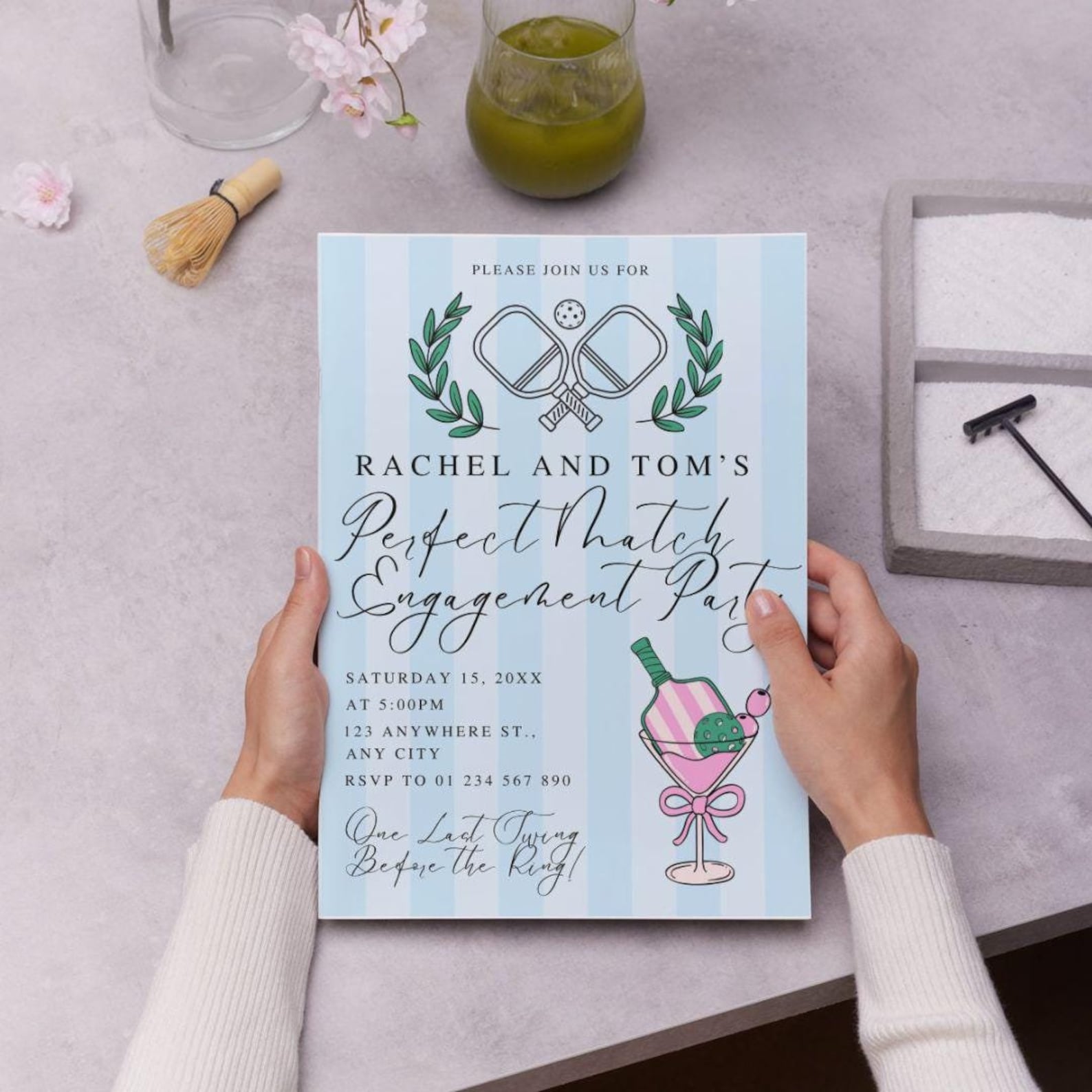 Pickleball Engagement Party Invitation: Customizable Celebration Invite ...