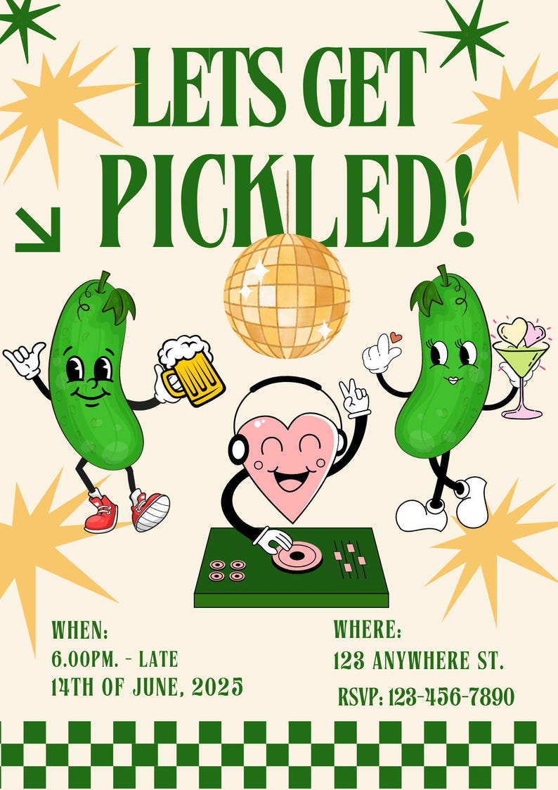 Pickle Party Invitation: Editable Template (digital Download) - Etsy