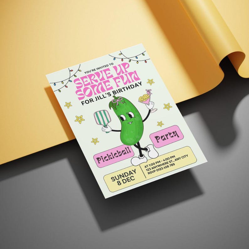 Pickleball Invite, Customizable Pickle Ball Birthday Party Invitation ...